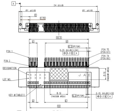 China PCI Express M2 Card Edge Connector JAE Electronics SM3ZS067U215ABR1500 Supporting PCIe Gen3 USB3 and SATA for sale