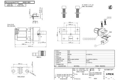China 2.4 mm RF Connector With Enhanced Contact Resistance I-PEX 50204-J001 for High Frequency Applications for sale