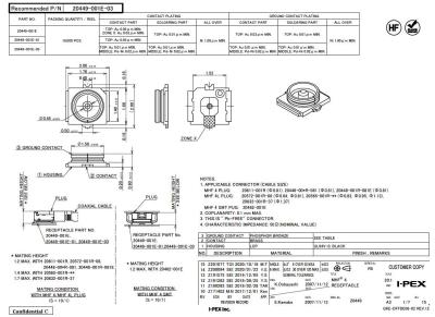 China connector system with I-PEX 20579-001E MHF 4L technology supporting cable diameters 0.81 and 0.64 millimeter for sale