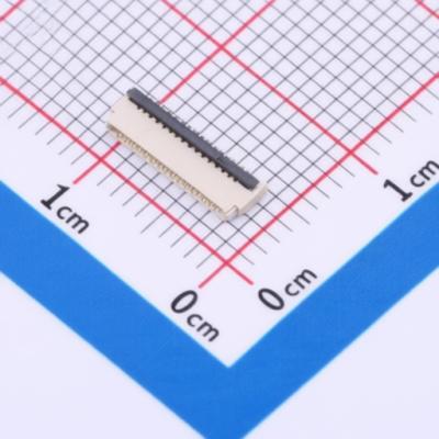 China FPC connector JUSHUO AFH34-S16FIA-1H with 05mm pitch right angle SMT and front insert back flip ZIF actuator for sale