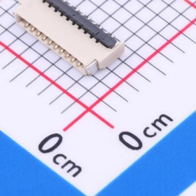 China Right Angle SMT FPC Connector Front Insertion Back Flipping ZIF Actuator 0.5mm Pitch JUSHUO AFH34-S10FIA-1H for sale