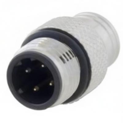 China 4 pin D code male connector L-com M124DM-MLD with epoxy glue molding and UL 94V 0 flammability rating for sale