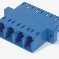 China Fiber Optic LC Quad Adapter L-com FOA-570 with Polypropylene Dust Caps and Split Sleeve Construction for sale