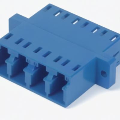 China Fiber Optic LC Quad Adapter L-com FOA-570 with Polypropylene Dust Caps and Split Sleeve Construction for sale