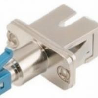 China LC male to SC female hybrid fiber adapter L-com FOA-SM-LCMSCF with zinc nickel plated SC body and dust caps installed for sale
