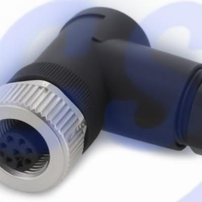 China Durable M12 8 Pin Female A Code Connector L-com M12FT8AF90 Field Termination 90 Degree Angle for sale