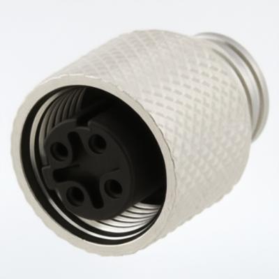 China Black Epoxy Glue Molded Industrial 4 Pin D Code Female Connector L-com M124DF-MLD with UL94V-0 Rating for sale