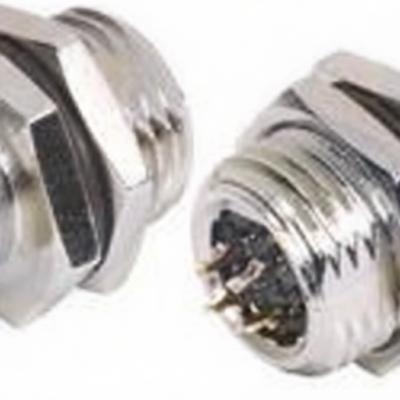 China M12 4 pin panel mount male connector L com CON M124PM with IP68 waterproof rating and gold plated pins for sale