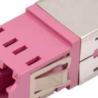 China LC LC duplex fiber optic coupler with side spring shutter translucent violet color L com FOA 812 HVI for sale