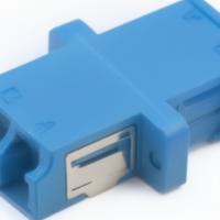 China Panel mount LC duplex connector single mode fiber optic with blue shuttered design stainless steel clips L-com FOA-975SH for sale