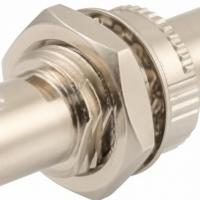 China Fiber optic ST Simplex Multimode Coupler with stainless steel washer and dust cap L-com FOA-951 metal body design for sale