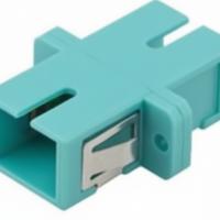 China Simplex multimode fiber optic coupler with SC connector L-com FOA-SCM31-PC0F plastic body aqua color for sale