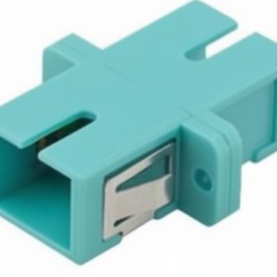 China Simplex multimode fiber optic coupler with SC connector L-com FOA-SCM31-PC0F plastic body aqua color for sale