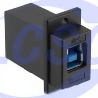 China Black ABS panel mount USB 3.0 coupler with female Type A to Type B connectors L-com ECF504-3BA-BLK for sale