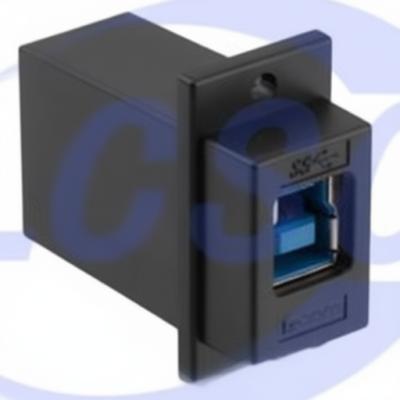 China Black ABS panel mount USB 3.0 coupler with female Type A to Type B connectors L-com ECF504-3BA-BLK for sale
