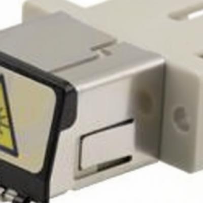 China Panel mount fiber optic coupler SC SC simplex external beige with side spring shutter flange L-com FOA-821-BGE for sale