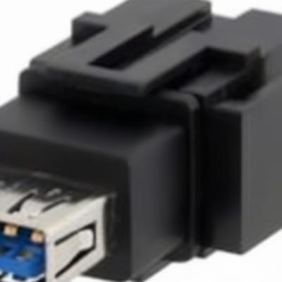 China Snap In USB 3 0 Adapter Module Molded PVC Hood Nickel Plated Shell and Blue Insulation Featuring L-com U3C00032 for Panel for sale