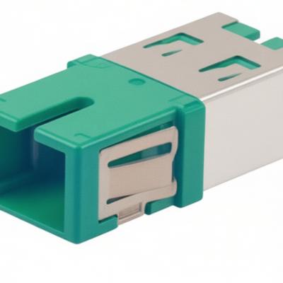 China Green fiber optic SC SC simplex coupler with side spring shutter translucent interior L-com FOA-820-GRN EU RoHS compliant for sale