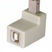 China USB Type B Male to Female Adapter with 90 Degree Exit Molded PVC Hood L-com UADBB90-2 RoHS Compliant for sale