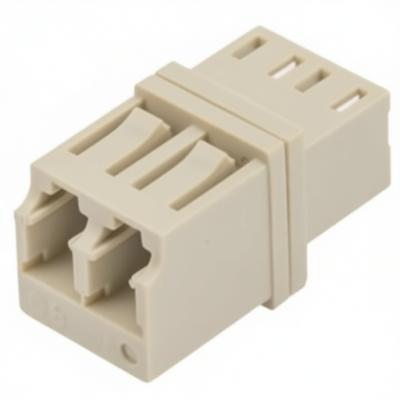 China Durable beige LC Duplex Multimode Coupler L-com FOA-904 with square footprint and dust caps installed for sale