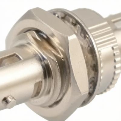 China Fiber Optic ST Simplex Single Mode Coupler with Panel Cutout Diameter 0.44 Inch and Red Vinyl Dust Cap L-com FOA-952 for sale