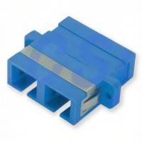 China Durable SC SC duplex fiber optic adapter L-com FOA-005 with blue engineering plastic body and stainless steel mounting clips for sale