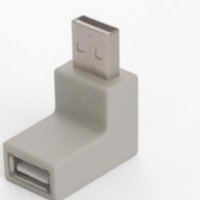 China USB A Male to Female Adapter with 90 Degree Exit Molded PVC Hood L-com UADAA90-2 RoHS Compliant for sale