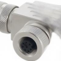 China 90 Degree Angled Field Termination Connector L-com M12FT8AF90S 8 Pin Female A Code IP67 Protection for sale