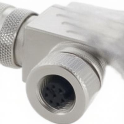 China 90 Degree Angled Field Termination Connector L-com M12FT8AF90S 8 Pin Female A Code IP67 Protection for sale