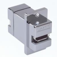 China FireWire 1394 6 Pin Panel Mount Coupler with Gold Flash Contacts and Chrome Housing L-com ECF504-94MS for sale