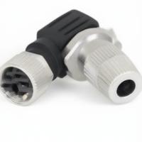 China 4 pole M12 female right angle connector with insulation displacement splicing rings L com M12FT4AF90 for sale