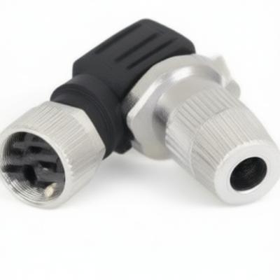 China 4 pole M12 female right angle connector with insulation displacement splicing rings L com M12FT4AF90 for sale