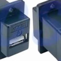 China USB Type A Coupler Panel Mount Featuring Black ABS Housing and Gold Plated Brass Contacts L-com ECF504B-UAA for sale