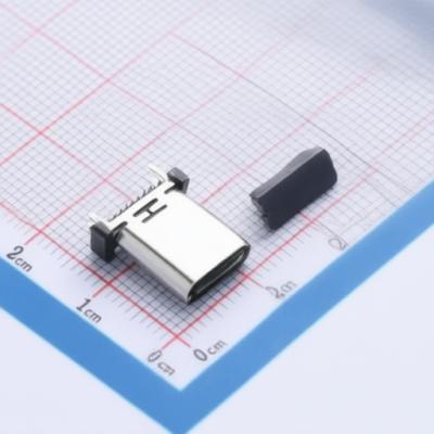 China Type C Female Connector LCKELEC LCK-TCF829-L124YL-G1 with Nickel Plated Shell and Gold Plated C7025 Terminals for sale