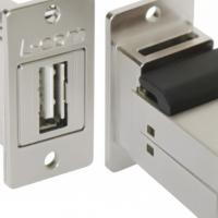 China USB A-B shielded coupler and flange adaptor panel mount kit L-com ECF504-AB zinc alloy flange design for sale