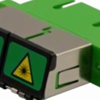 China SC SC duplex external fiber optic coupler green color side spring shutters flange L-com FOA-823-GRN for sale