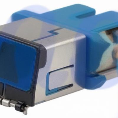 China Blue fiber optic shutter with side spring flange external SC SC simplex coupler L-com FOA-821-BLU meeting EU RoHS standards for sale