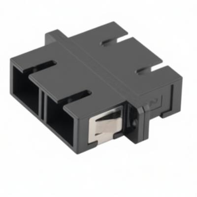 China Black SC Duplex Multimode Coupler Flange Fiber Optic with Bronze Sleeve and Dust Cap L-com FOA-914F for sale