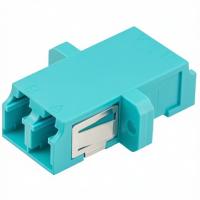 China LCOM FOA-974A Fiber Optic LC Duplex Multimode Coupler SC Footprint Flange Aqua Color Panel Mounting for sale