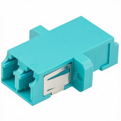 China LCOM FOA-974A Fiber Optic LC Duplex Multimode Coupler SC Footprint Flange Aqua Color Panel Mounting for sale
