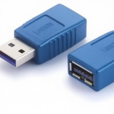 China USB 3 0 Type A Male to Female Adapter with Nickel Silver Shell and Blue LCP Insulator L com UAD035MF for sale