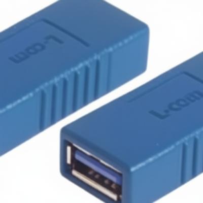 China Blue PVC Housing USB 3 0 Type A Female to Female Adapter L com UAD036FF with ROHS and CE Compliance for sale