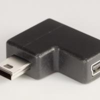 China USB Mini B5 Male to Female Adapter Molded PVC Hood Black L-com UAD2.0MB5-1 RoHS Compliant Connector for sale