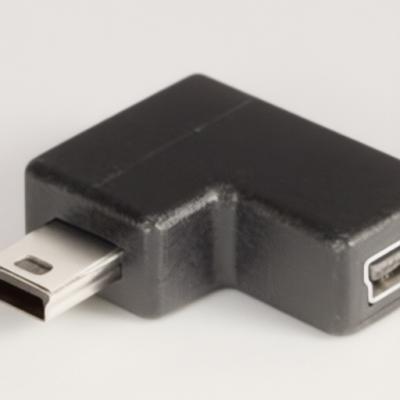 China USB Mini B5 Male to Female Adapter Molded PVC Hood Black L-com UAD2.0MB5-1 RoHS Compliant Connector for sale