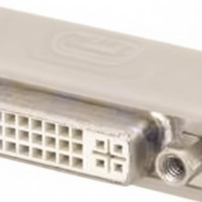 China 2X DVI 24 5 Pin Female to Female Adapter with Gold Plated Pins and Beige PVC Overmold L-com VIC00001 for sale