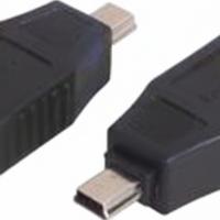 China USB Mini B Male to USB A Female Adapter with Black PVC Hood and Nickel Silver Shell L com UAD019FM for sale
