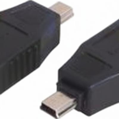 China USB Mini B Male to USB A Female Adapter with Black PVC Hood and Nickel Silver Shell L com UAD019FM for sale