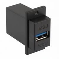 China USB 3 0 Type A Female to Female Coupler Panel Mount Connector with ABS Housing L-com ECF504-3AA-BLK for sale