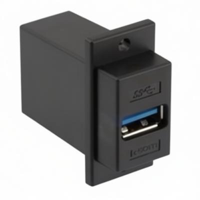 China USB 3 0 Type A Female to Female Coupler Panel Mount Connector with ABS Housing L-com ECF504-3AA-BLK for sale