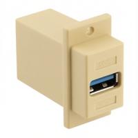 China Panel Mount USB 3.0 Coupler AF-AF Type A Female L-com ECF504-3AA-IVY Ivory Color Gold Plated Contacts for sale